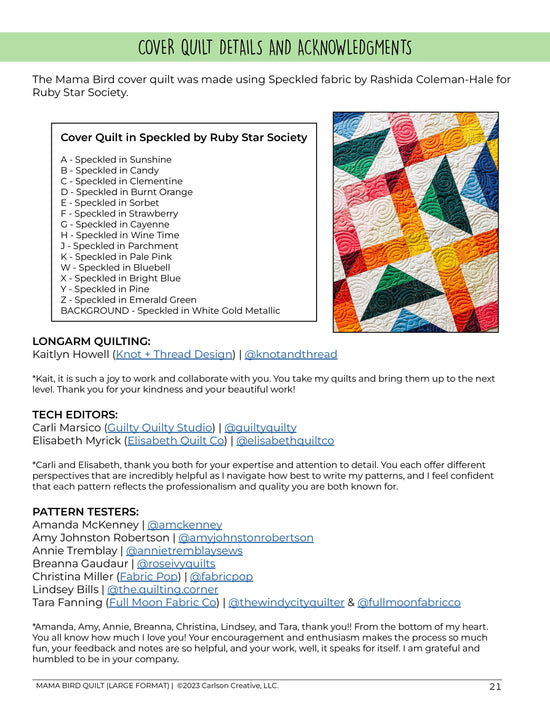 Mama Bird Quilt Pattern (Large Format) – Mommy and Me Quilt Co